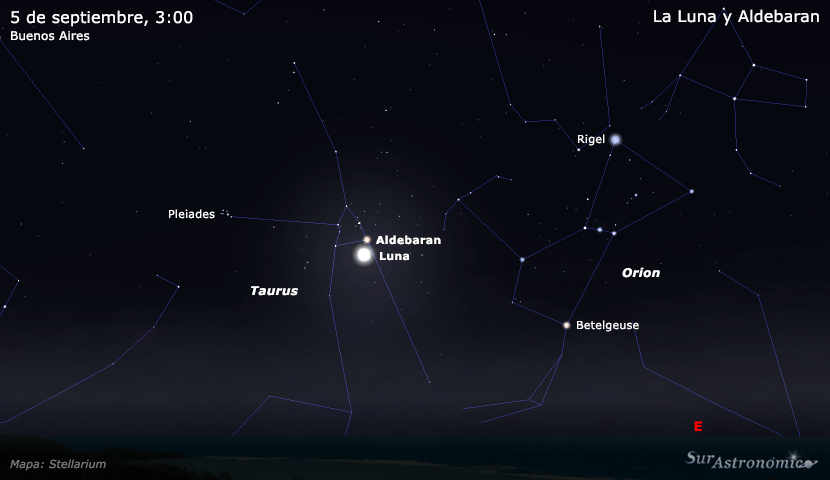 La Luna y Aldebaran - 05/09/2015 | Sur Astronómico