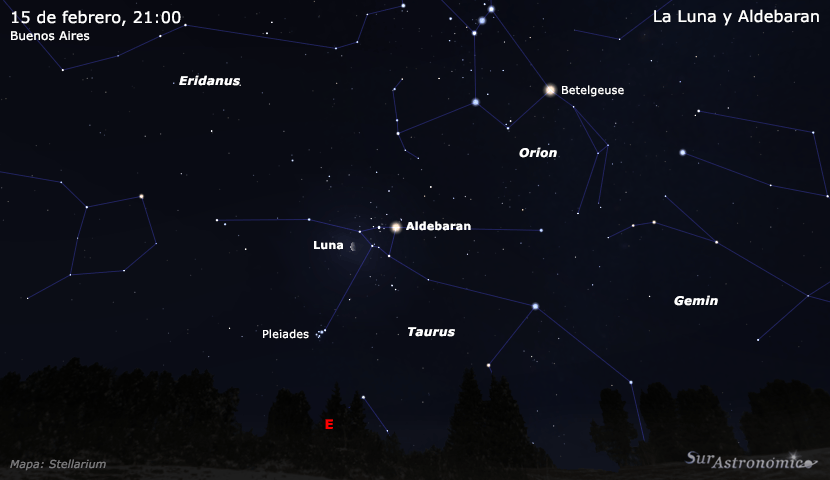 La Luna y Aldebaran - 15/02/2016 | Sur Astronómico
