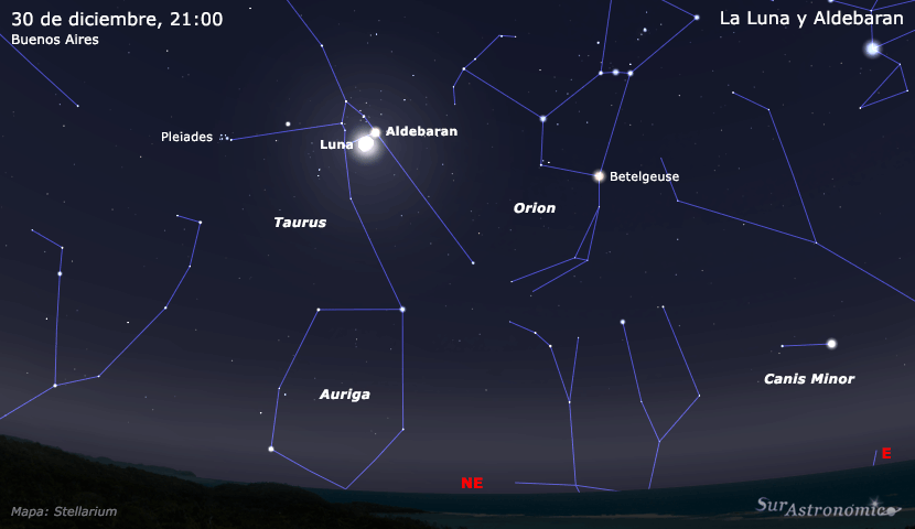 La Luna y Aldebaran - 30/12/2017 | Sur Astronómico
