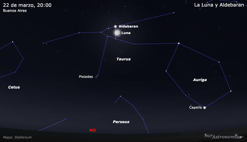 La Luna y Aldebaran - 22/03/2018 | Sur Astronómico